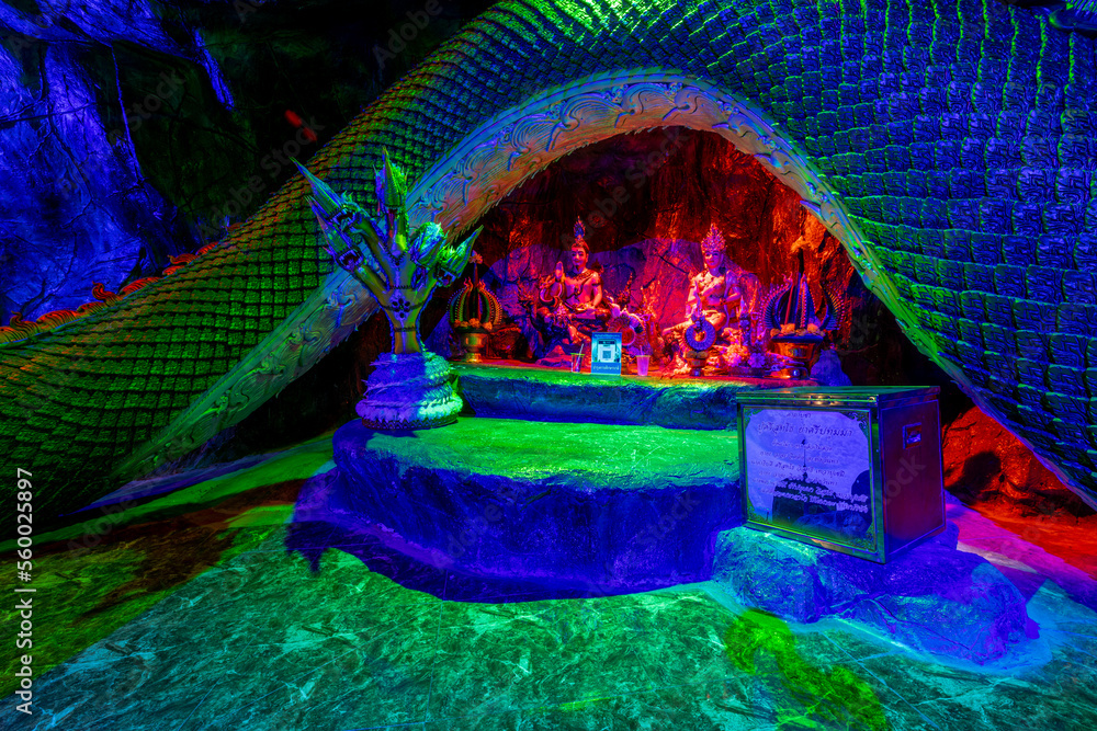 Wat Kaeng Khoi (Naka Cave)-Saraburi:December16,2022,atmosphere inside the temple has Naga ...