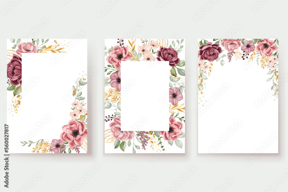 pre-made templates collection flowers, flower frames portrait, flower ...
