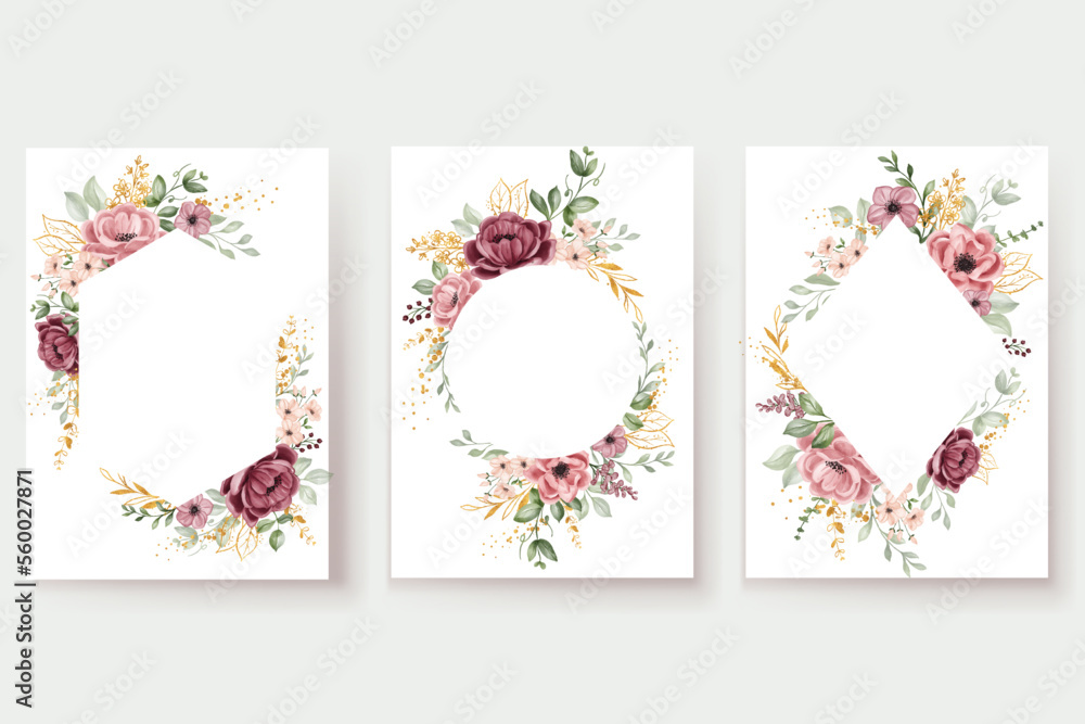 pre-made templates collection flowers, flower frames portrait, flower ...