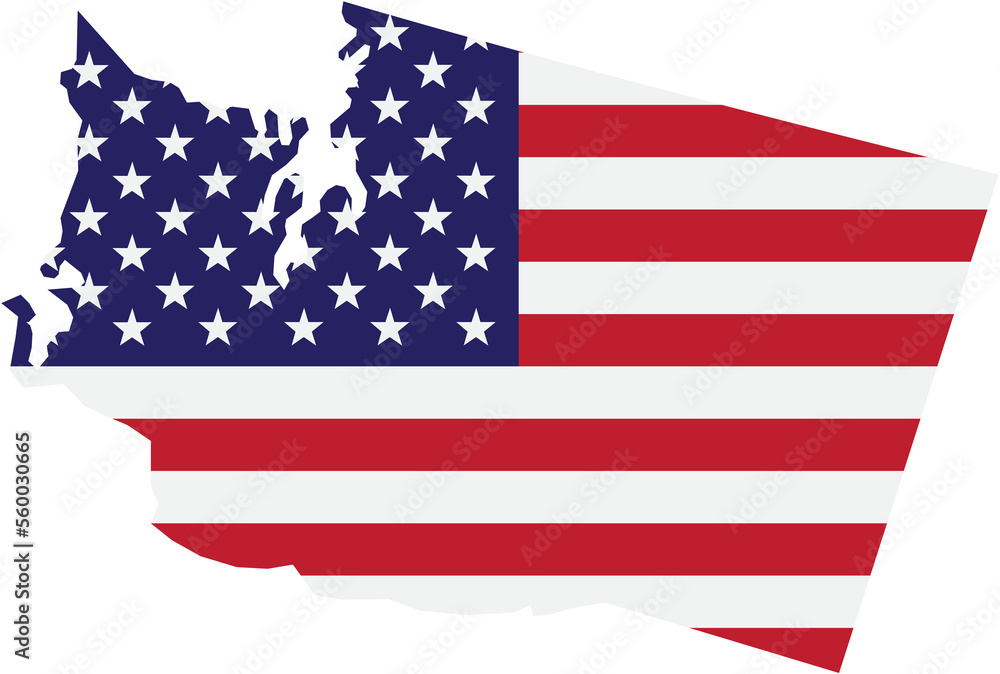 outline drawing of washington state map on usa flag. Stock Illustration ...