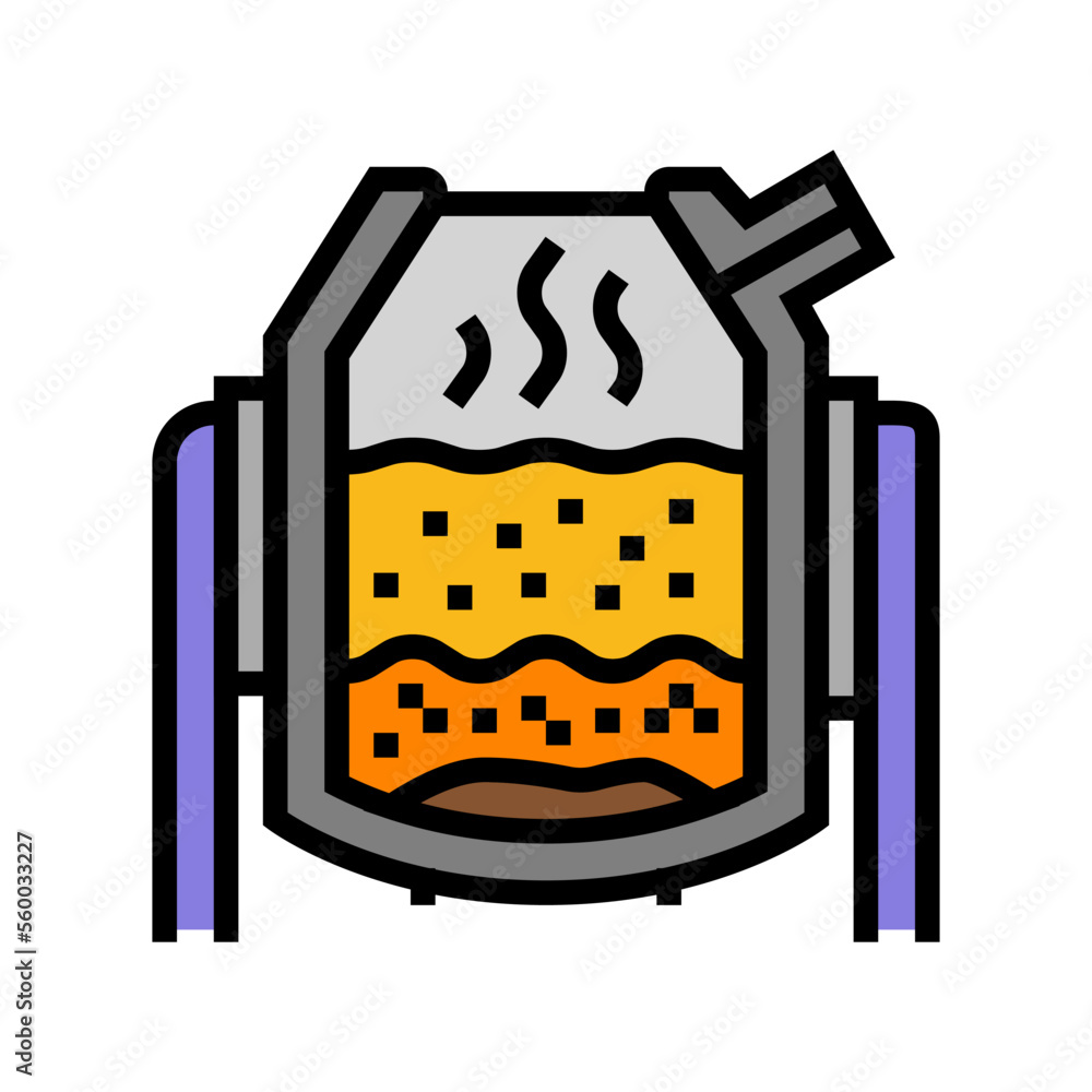 basic oxygen furnace steel production color icon vector. basic oxygen ...