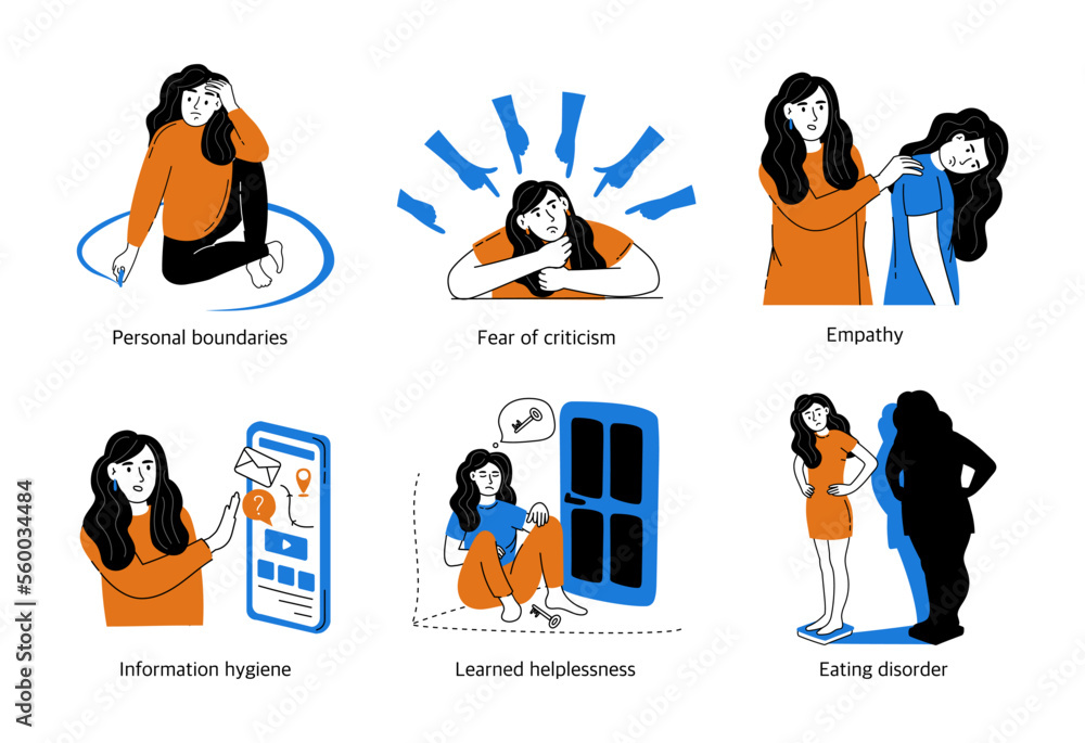 Set of concepts of mental health and psychology. Psychological ...