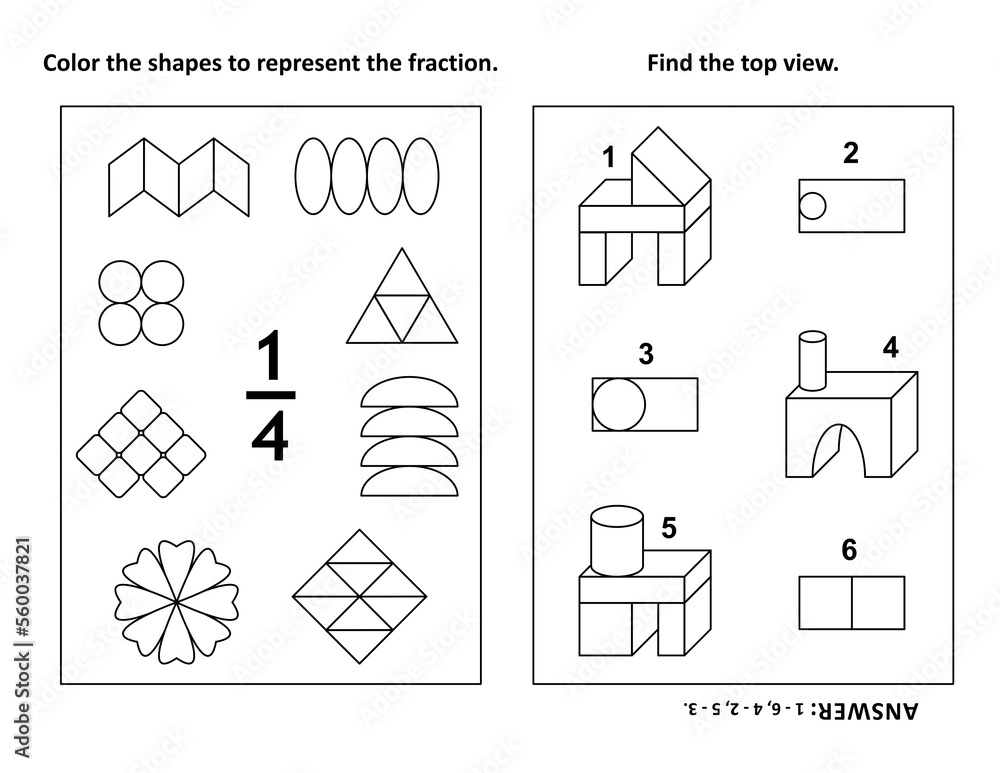 Two visual math puzzles and coloring pages. Color the shapes to ...