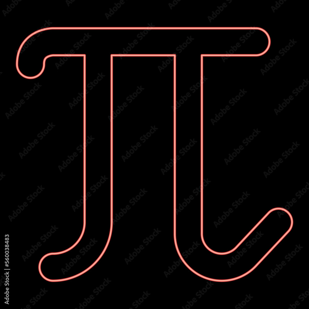 Neon pi greek symbol small letter lowercase font red color vector ...