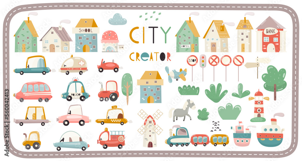 Kids Map Creator Kit Stock Vector | Adobe Stock