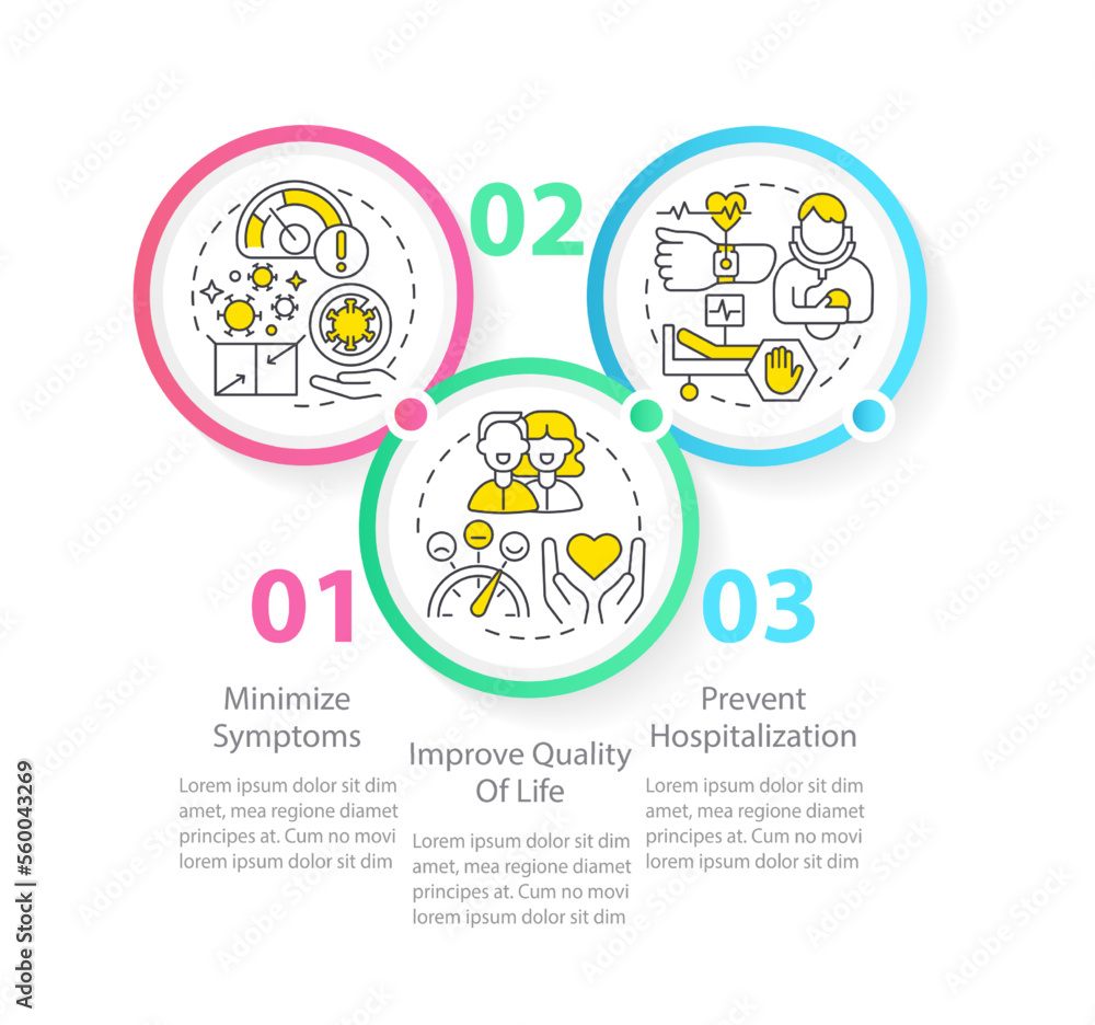 Goals of chronic disease management circle infographic template. Data ...
