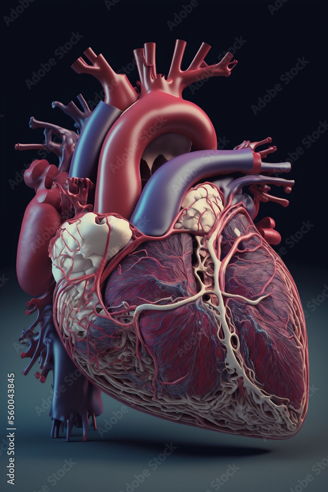 3D ultra-realistic of Human Heart 3d render. Generative Ai technology ...