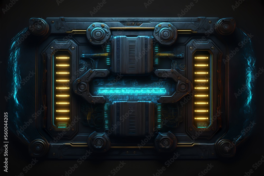 Blue led health bar indicator sci-fi ui interface of a spaceship Stock ...