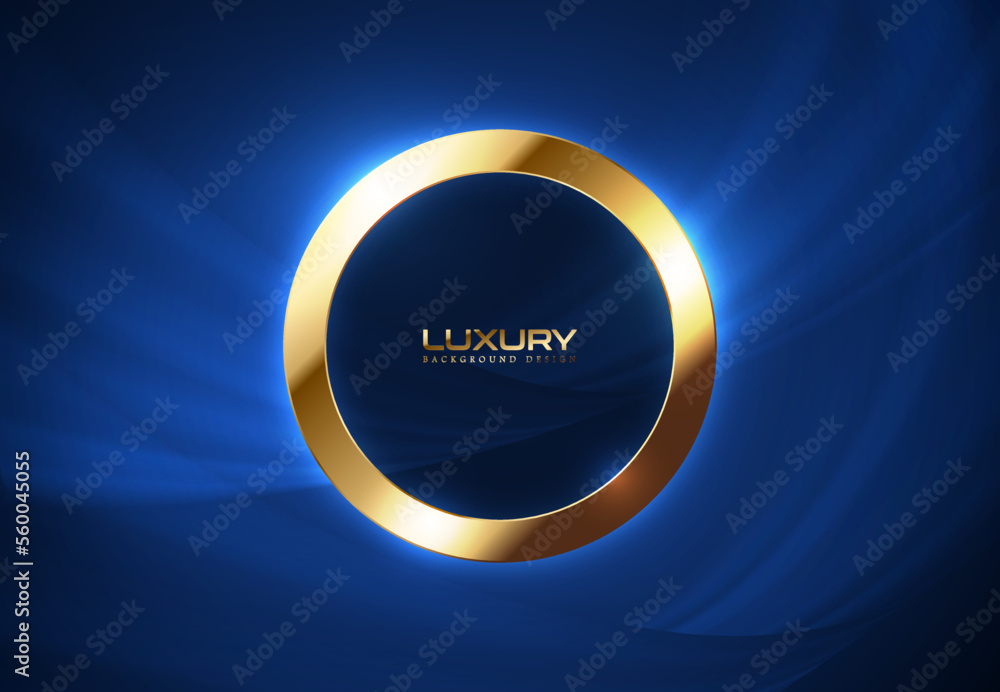 Glossy luxury circle golden frame. Border for logo, name, label ...