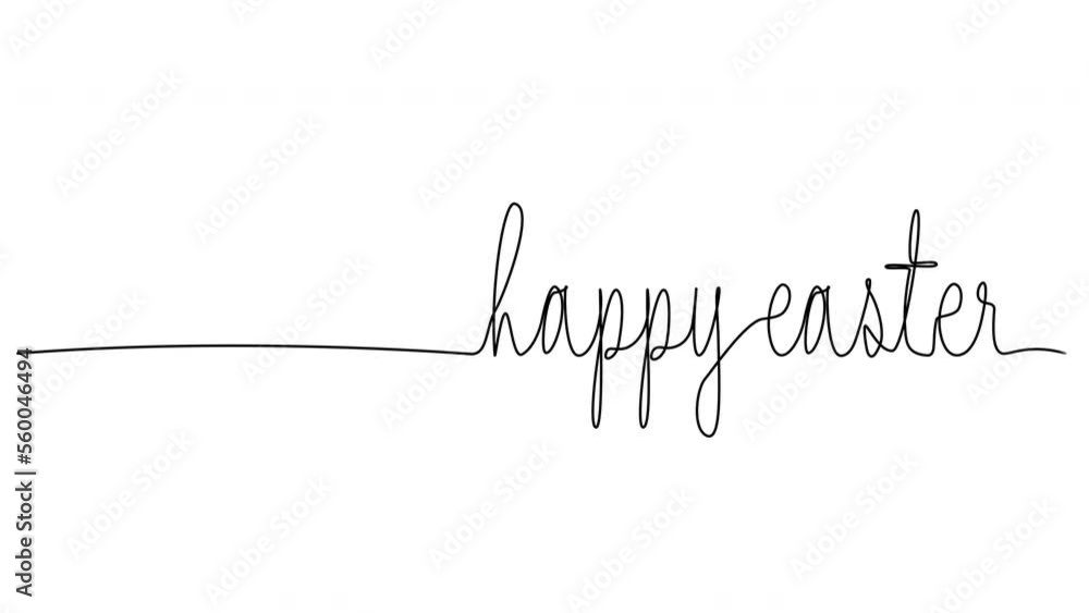 animated continuous single line drawing of text HAPPY EASTER, line art ...