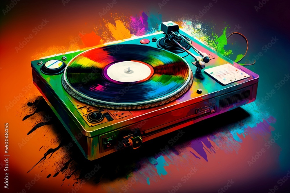 turntable with vinyl record, turntable, record player, Stock ...