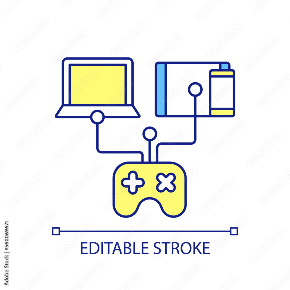 Gadgets compliances RGB color icon. Devices compatibility. Video game ...