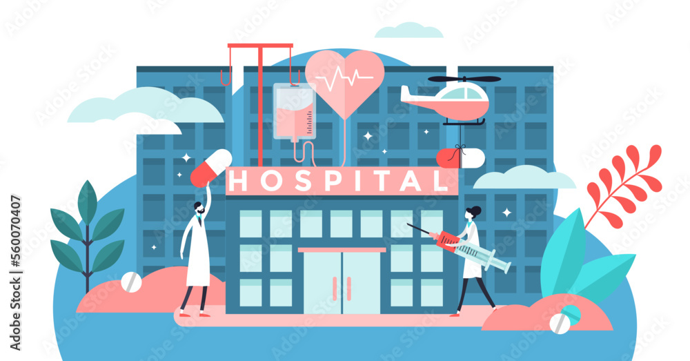 Hospital illustration, transparent background. Flat tiny medical ...