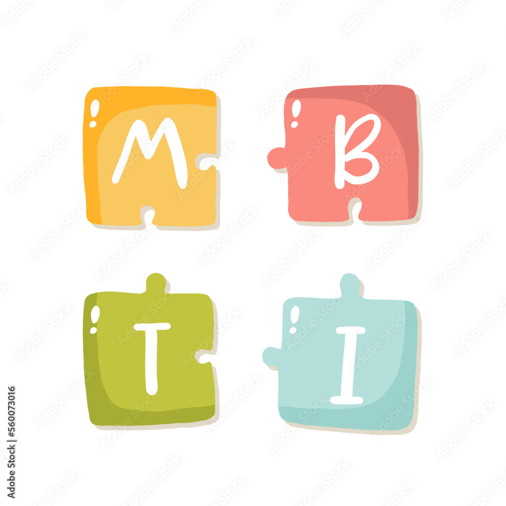Myers-Briggs type indicator on the pazzle shape. MBTI psychological ... Myers-Briggs type indicator on the pazzle shape. MBTI psychological ...