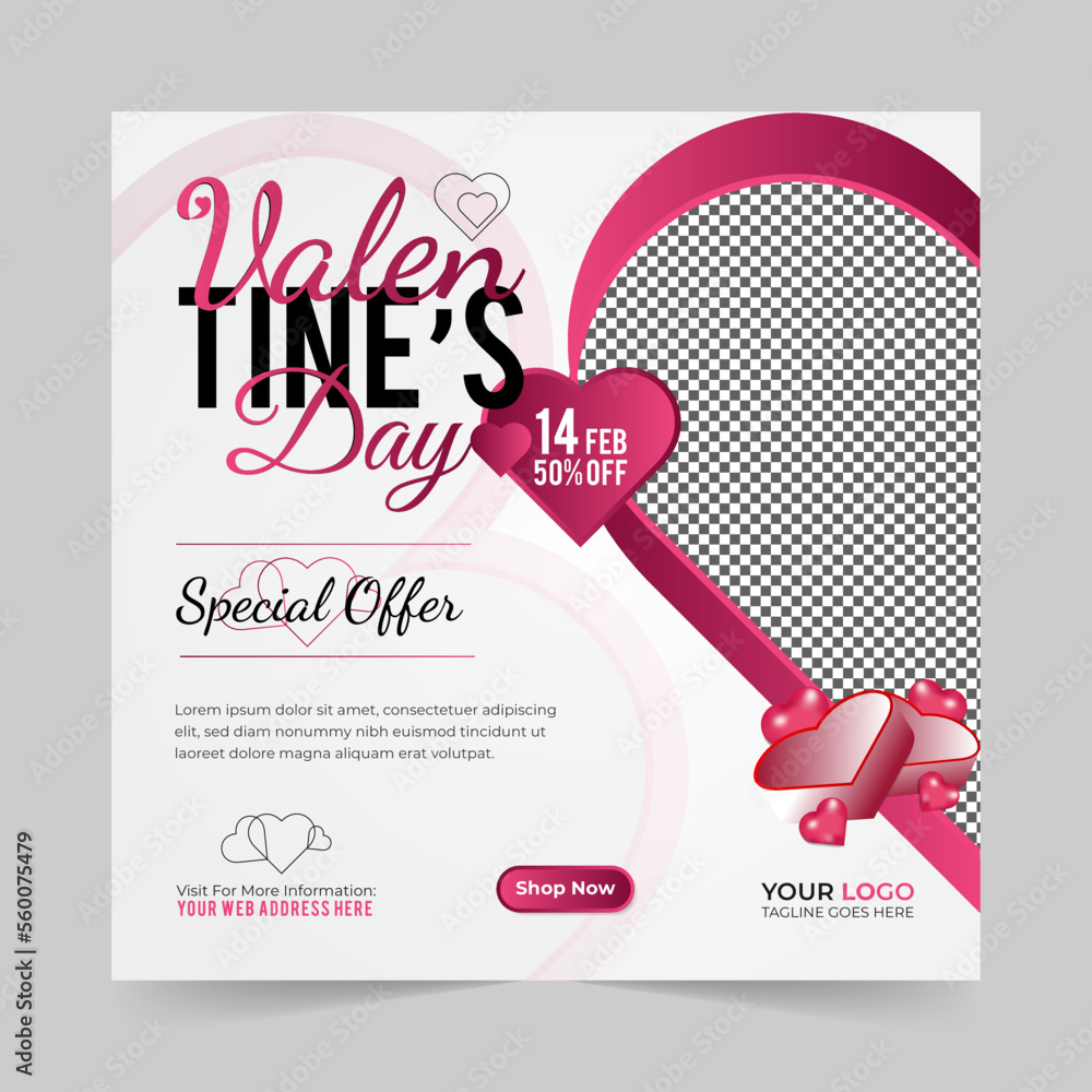 Editable Valentine's Day square social media post with a heart shape ...