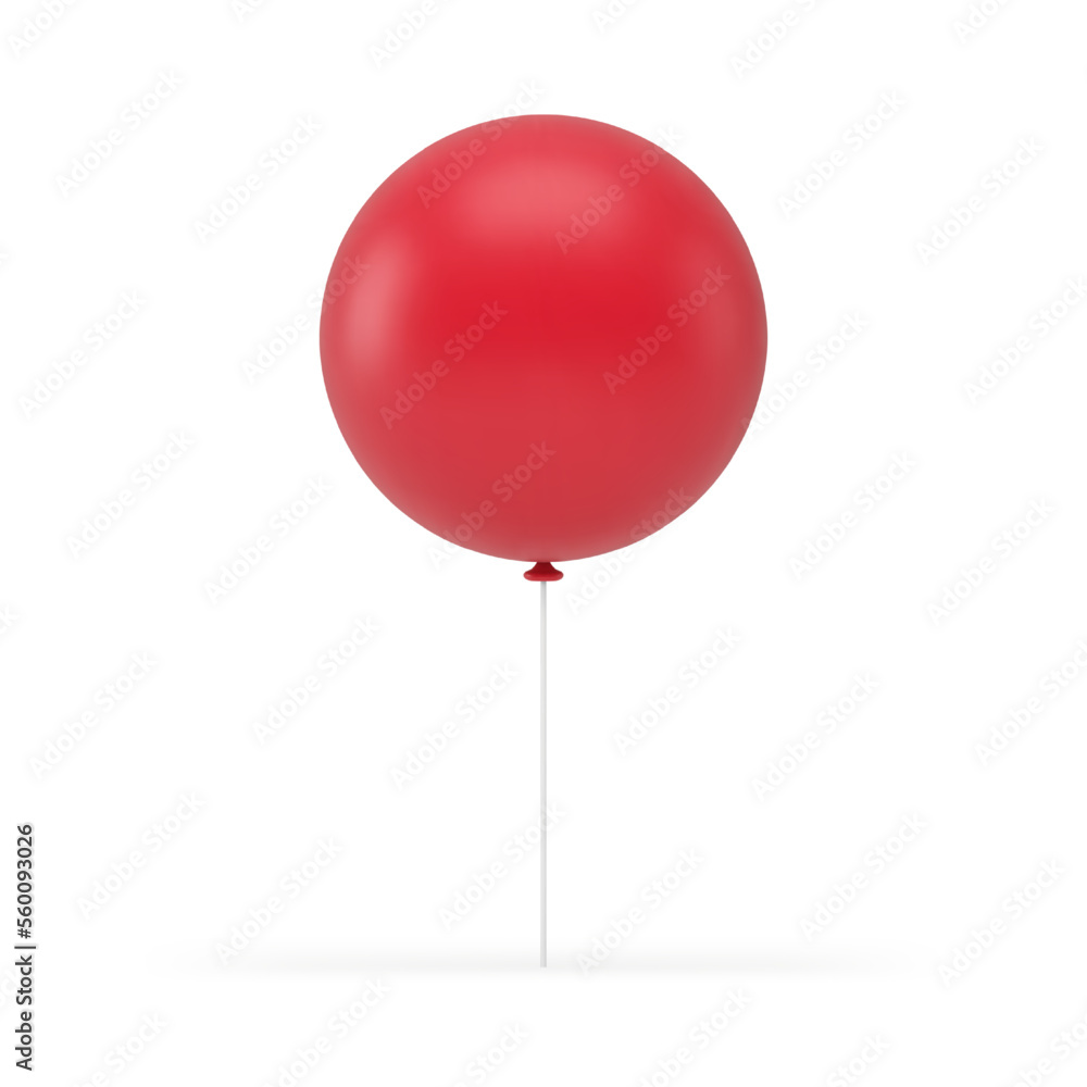 Red circle air balloon on stick 3d icon festive carnival birthday ...