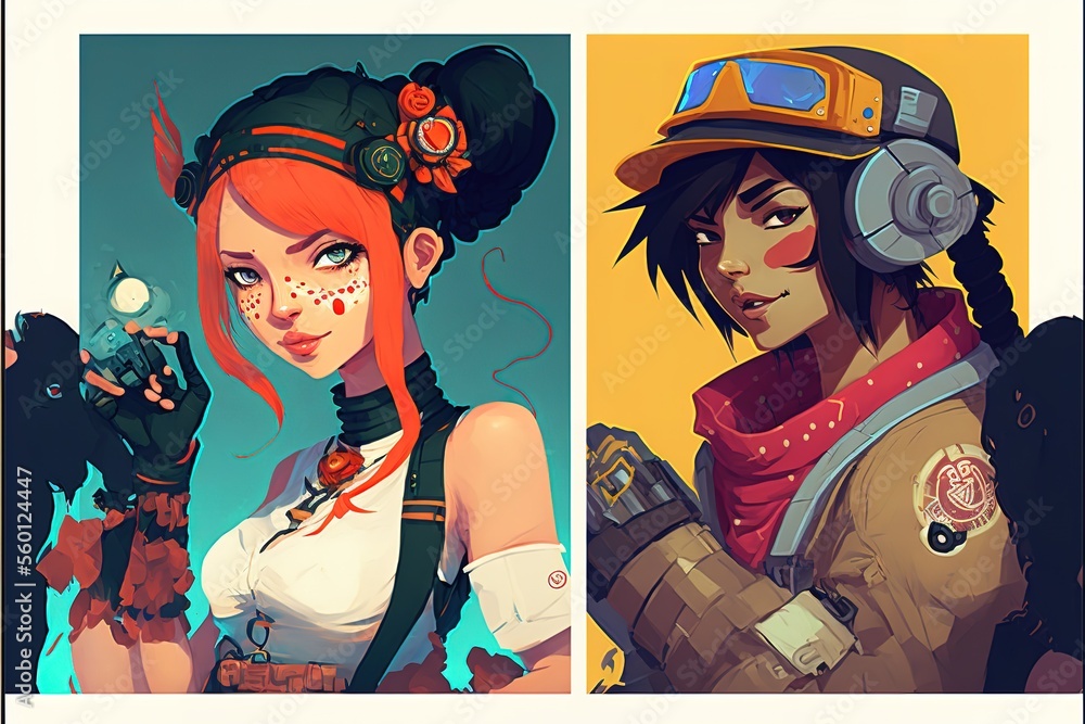 Video game character concept art Stock Illustration | Adobe Stock