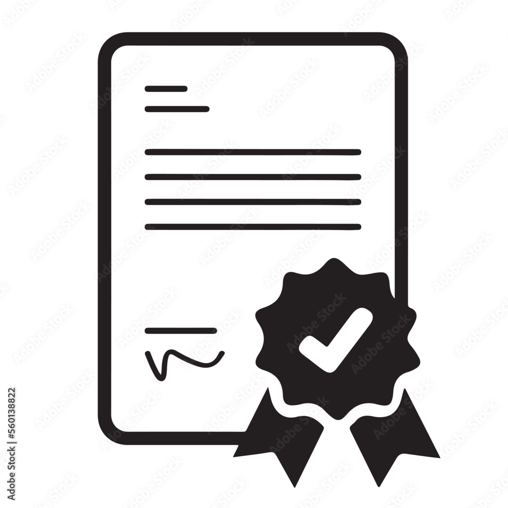 Academic / performance award certificate Icon vector file with tick ...