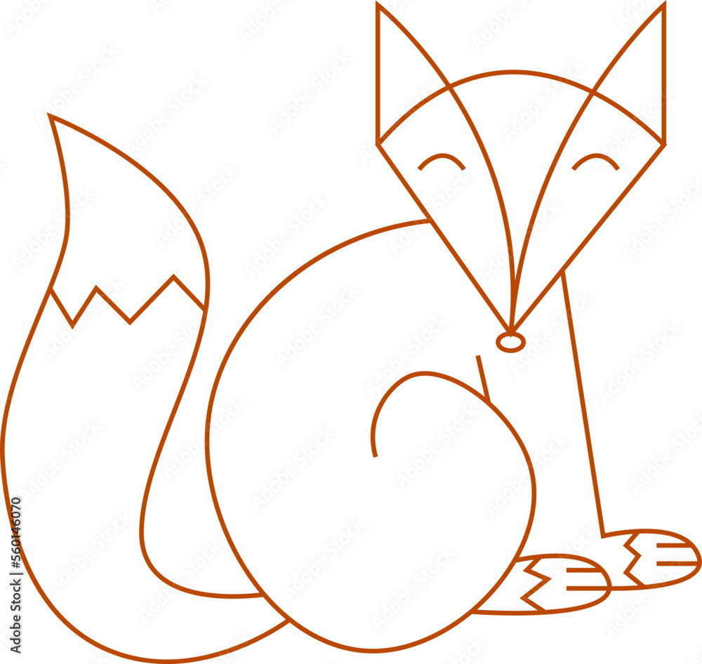 Simple contour fox illustration for kids coloring book Stock Vector ...