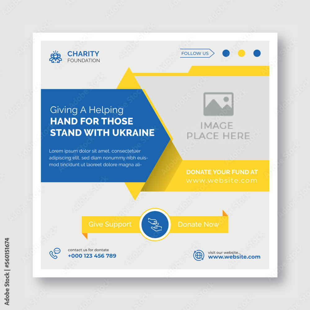 Charity stand with Ukraine's social media post design | Charity ...