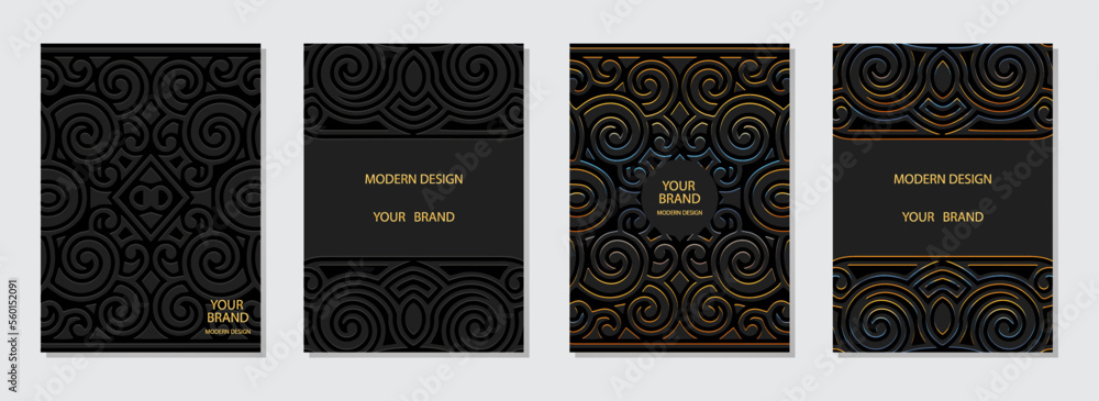 Set of ethnic covers, vertical templates in handmade style. Unique ...