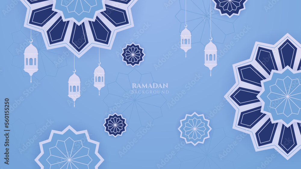 Islamic style ramadan blue purple design background Stock Vector ...