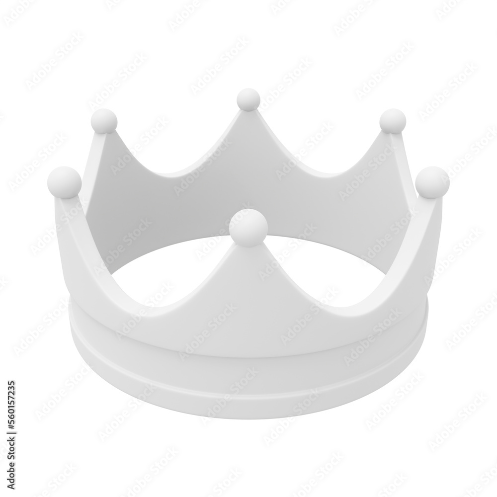 White royal crown, symbol of power, top view. 3d rendering. PNG icon on ...