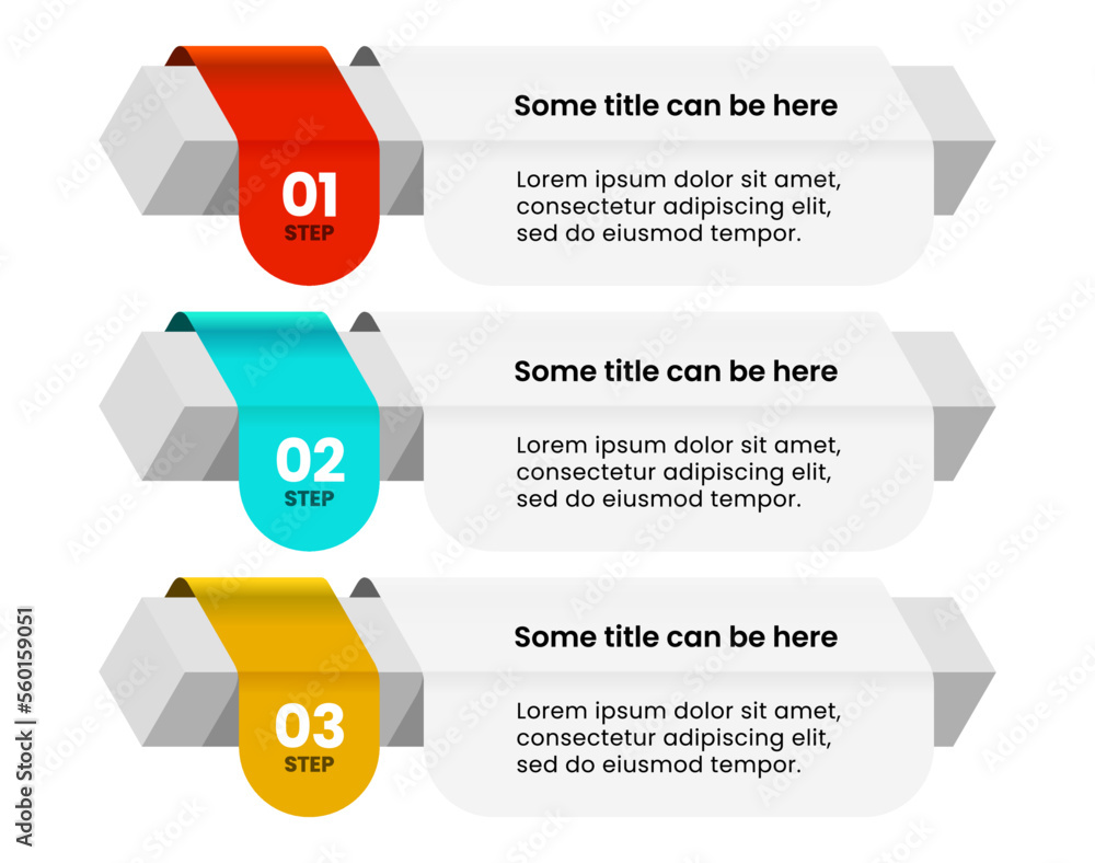 Infographic template. Ribbons on a stick with 3 steps and text Stock ...