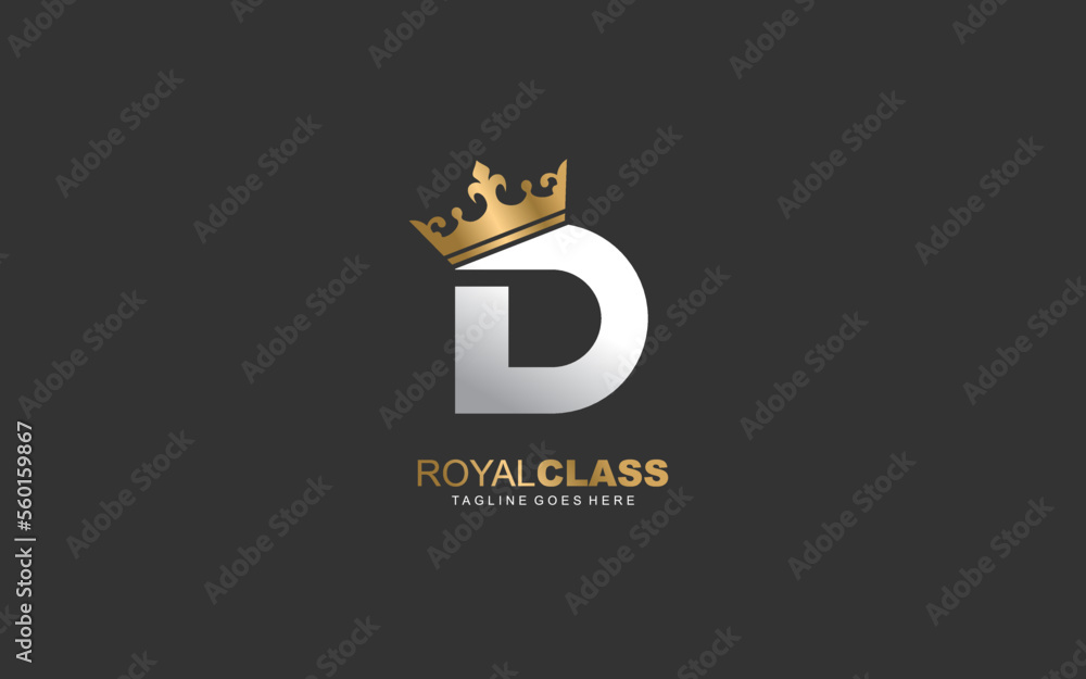 D logo king and crown company. letter template vector illustration for ...