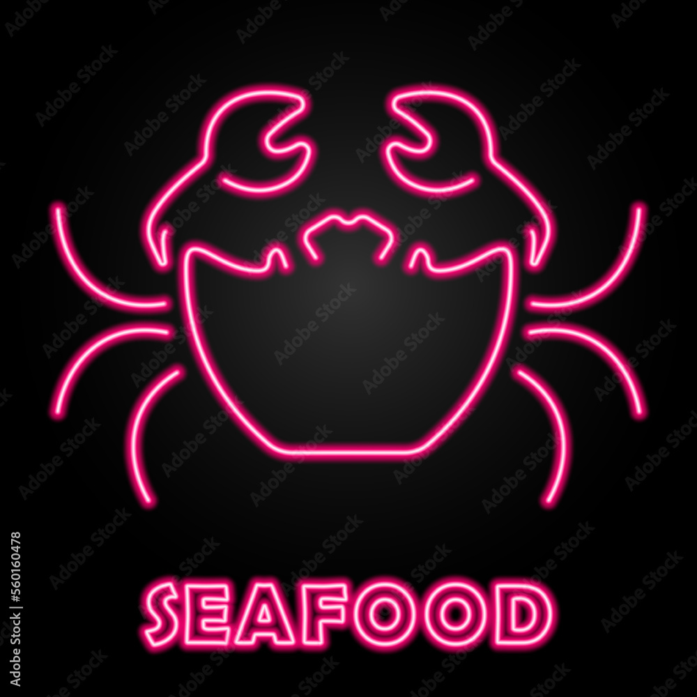 crab neon sign, modern glowing banner design, colorful modern design ...