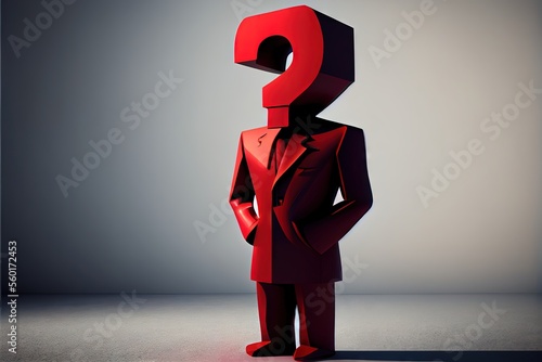 3d human with a red question mark. AI generated art illustration. Stock ...