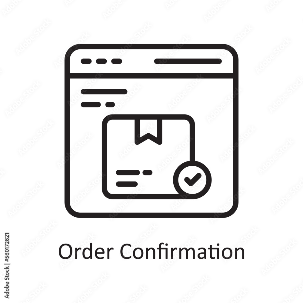 Order Confirmation Vector Outline Icon Design illustration. Product ...
