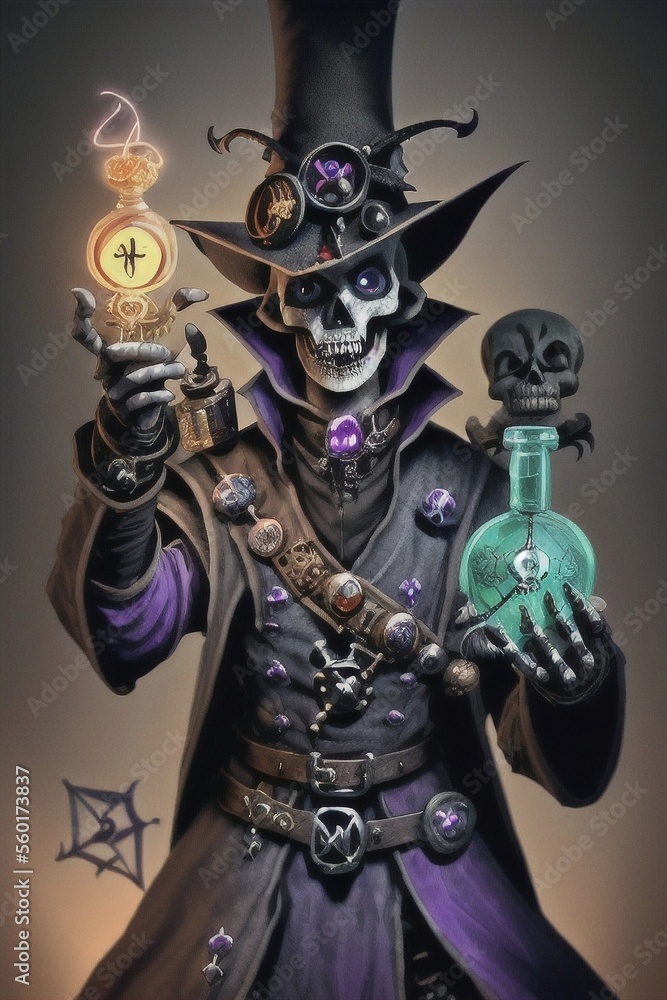 Leach necromancer skeleton warlock character. Generative AI Stock ...