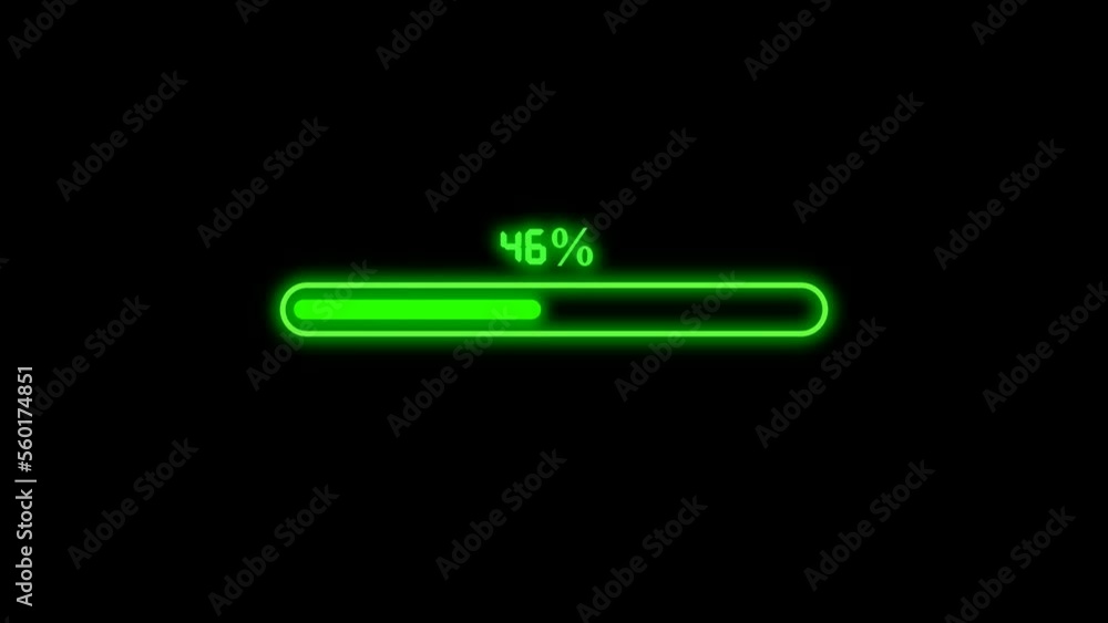 Green color processing bar with loading animation on a transparent ...