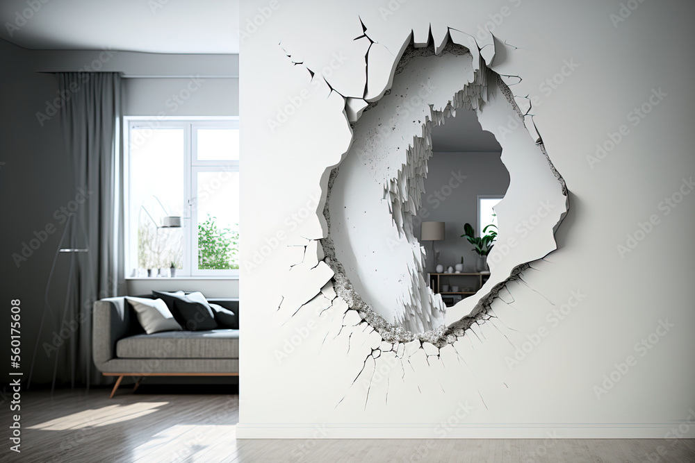 home is damaged. concrete splits. Interior building damage due to water ...