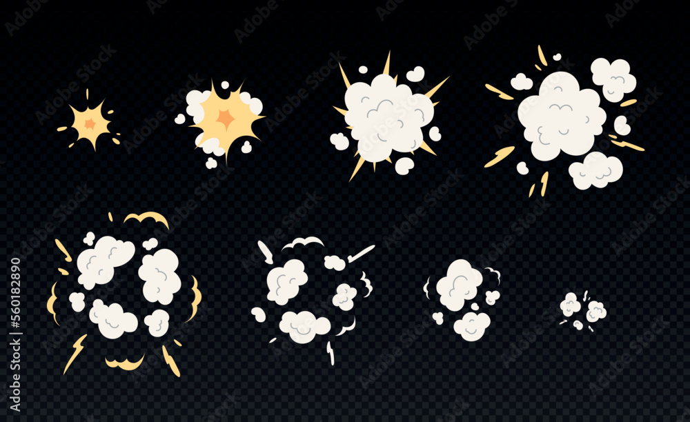 Explosive effect set. Collection of graphic elements for website ...