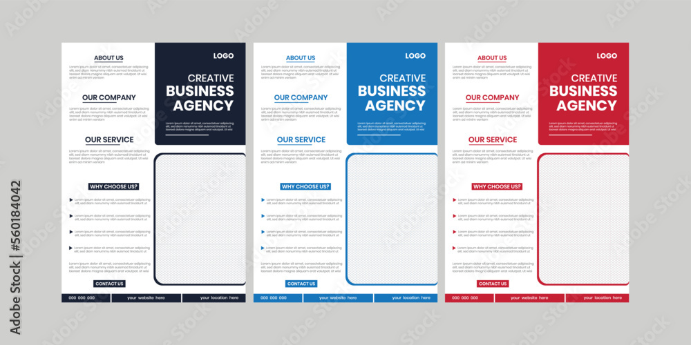 set of a4 size 3 color graphic flier background. commercial flier paper ...