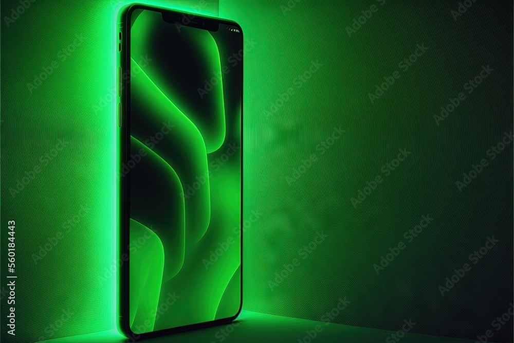 a green iphone xr with a curved back and a curved back, in a dark room ...