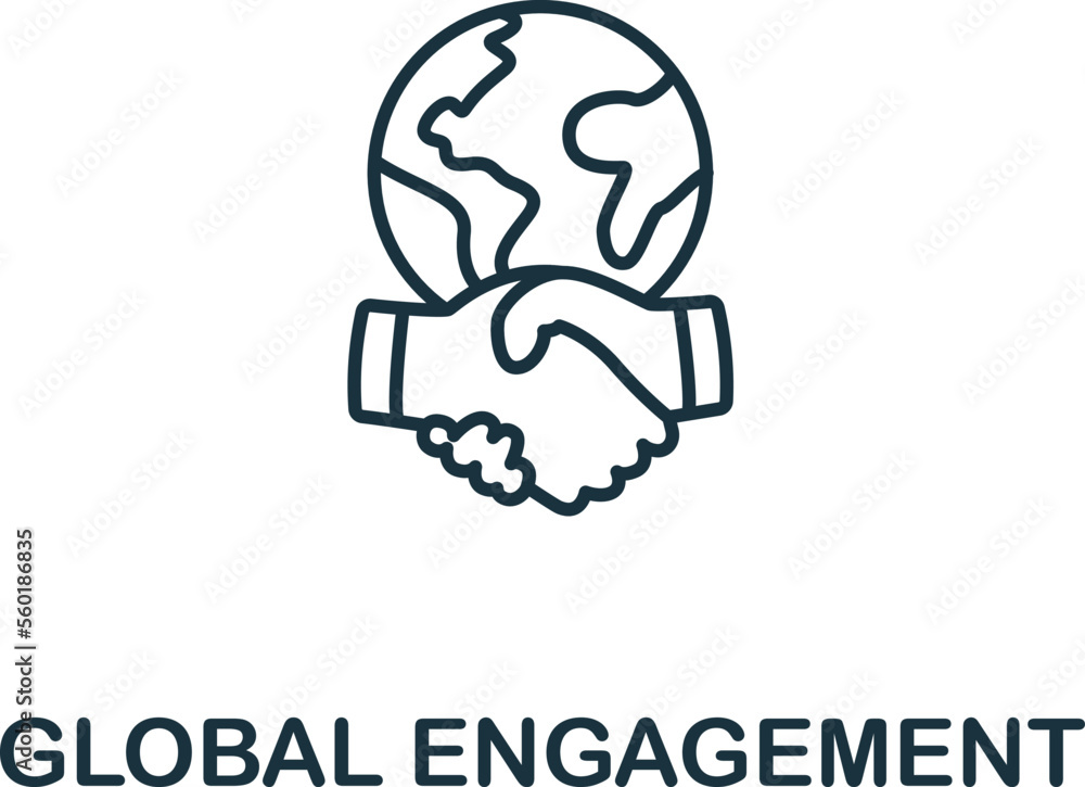 Global Engagement icon. Monochrome simple Global Business icon for ...