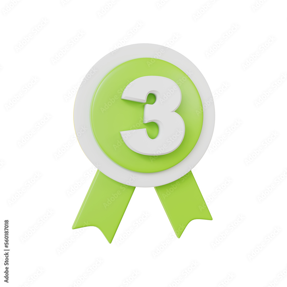 Award Medal Number Three Icon 3d Rendering Stock Illustration | Adobe Stock