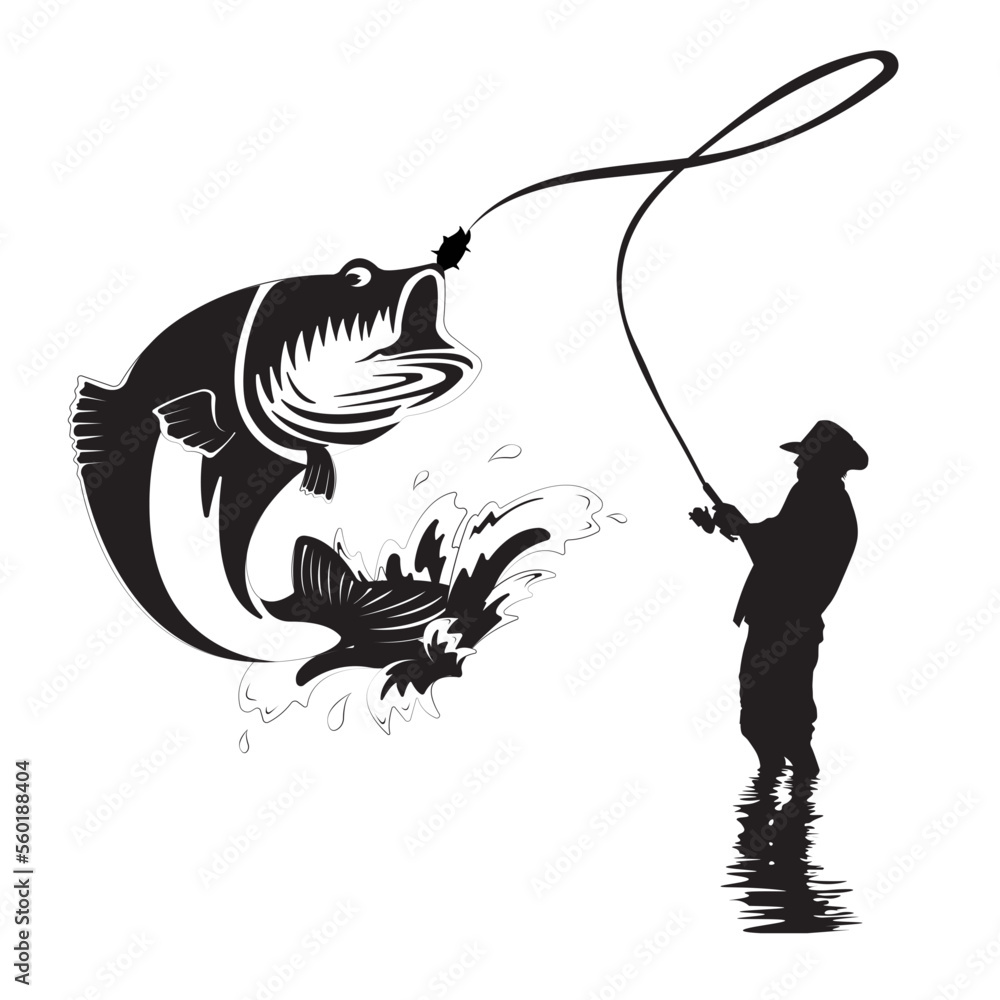 Fisherman catching fish SVG, fishing svg, fish hook svg png, Bass ...