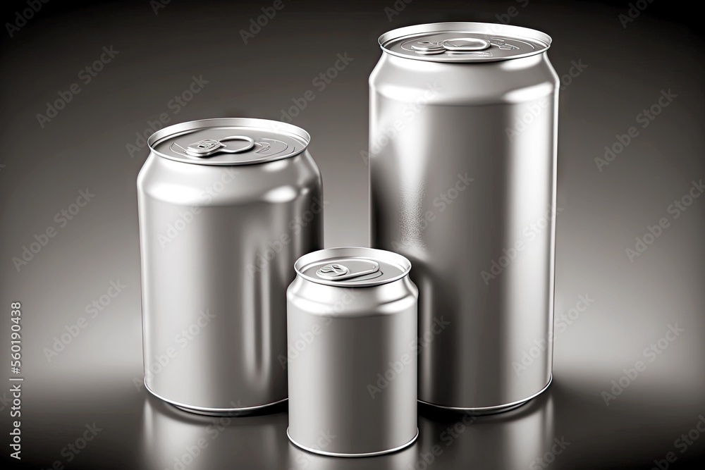 aluminum cans mockup set of different sizes and shapes for liquid and ...
