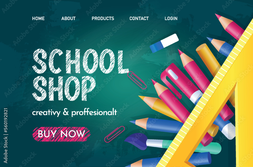 School shop banner. Graphic element for website. template, layout and ...