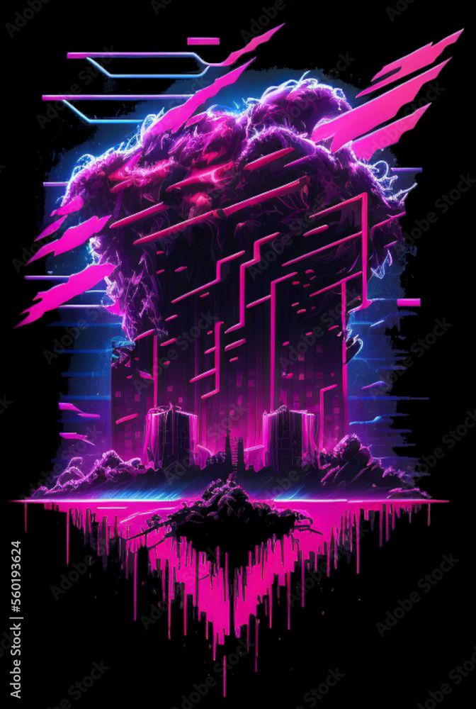 Synthwave metal cyberpunk design Stock Illustration | Adobe Stock