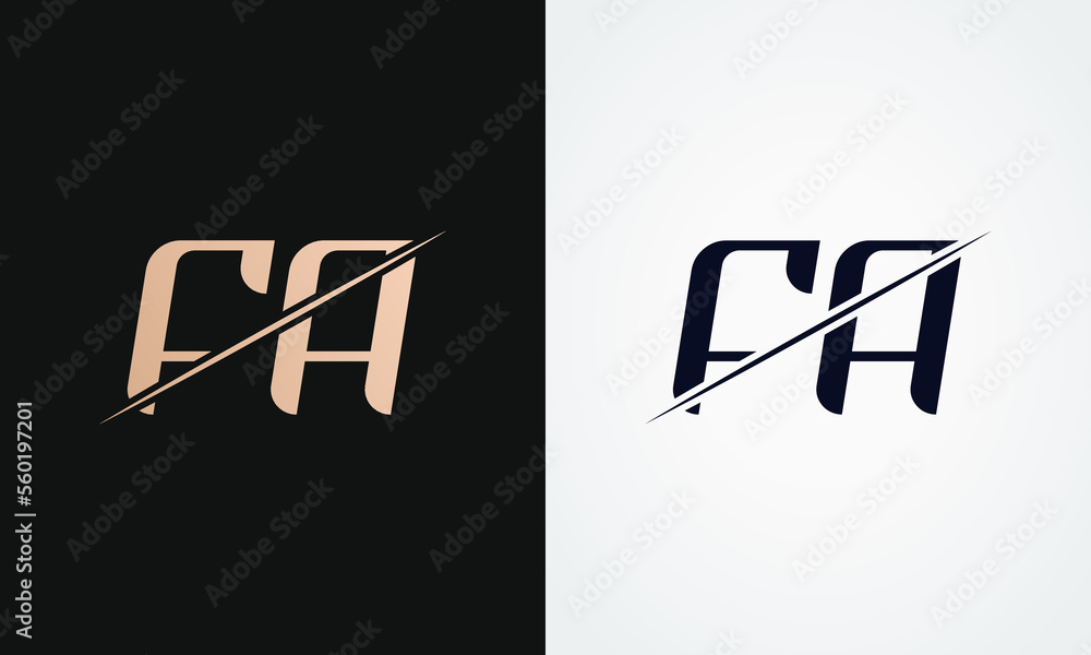 Fa Letter Logo Design Vector Template. Gold And Black Letter Fa Logo ...