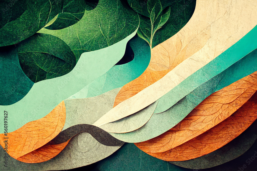 GENERATIVE AI background with leaves Stock Illustration | Adobe Stock