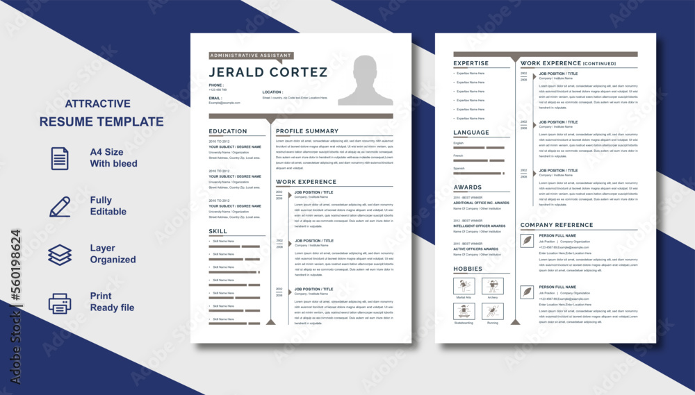 Modern Resume Template Stock Vector | Adobe Stock