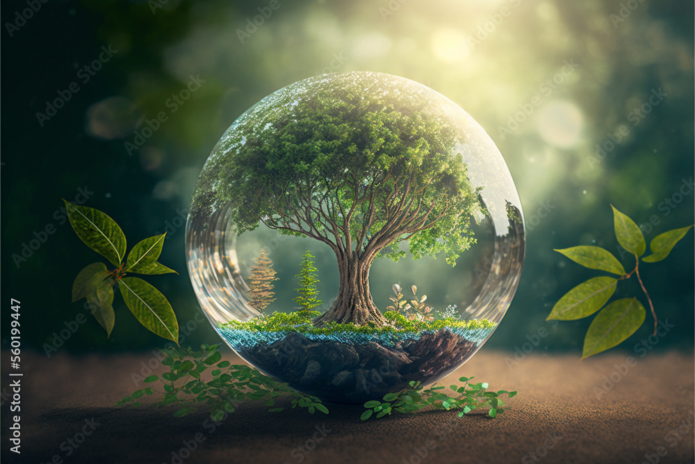 World environment and earth day concept with glass globe and eco friendly enviroment Stock Photo ...