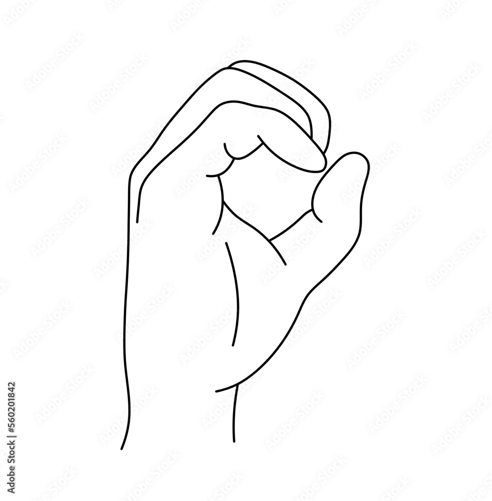 Vector isolated one hand gesture letter O with fingers colorless black ...
