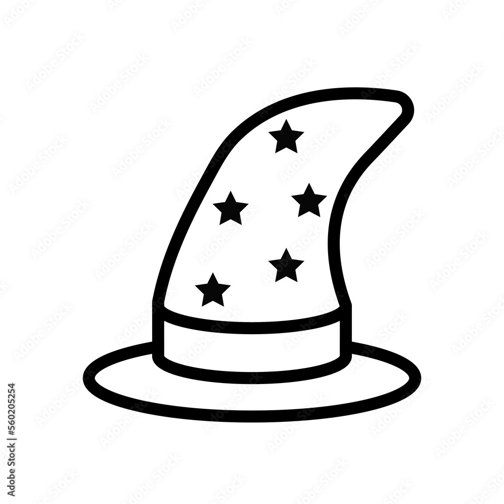 Wizard hat line icon isolated on white background. Black flat thin icon ...